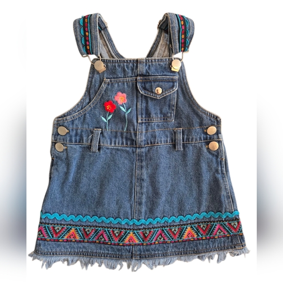 Vintage | Dresses | Vintage Y2k Funky Boho Embroidered Denim Overall ...
